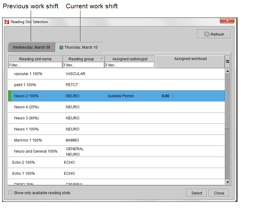 Understanding the Reading Slot Selection Window